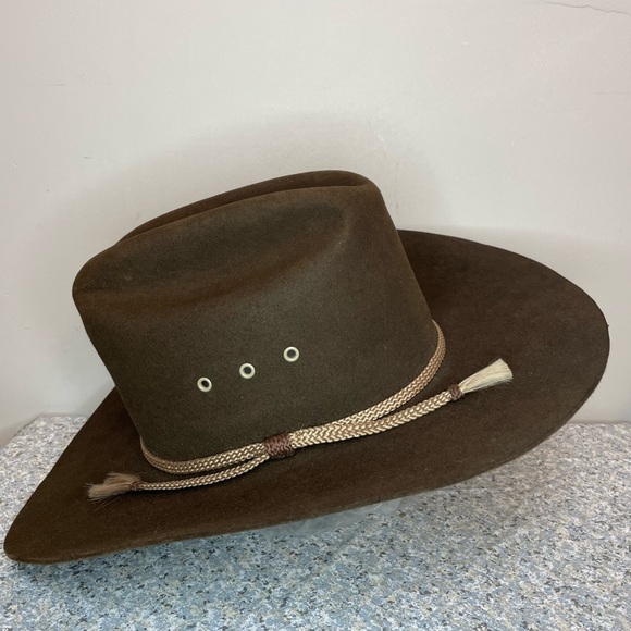 Stetson | Accessories | Vintage Stetson Flint Chocolate Brown Cowboy ...